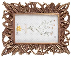 Zlato-hnědý fotorámeček se zdobným okrajem listů – 10x15 cm