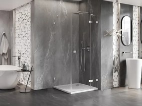 Mexen Lunar, pravostranný výklopný sprchový kout 90 x 90 cm, 8mm čiré sklo, chromový profil, 834-090-090-01-00-P