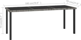 Zahradní jídelní stůl šedý 180 x 70 x 73 cm polyratan 315119
