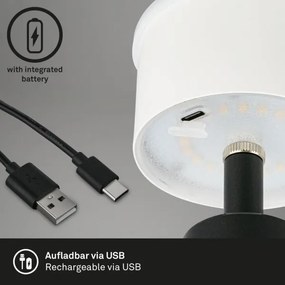 Brilo - LED Stmívatelná nabíjecí venkovní stolní lampa LED/3,5W/5V IP44 černá