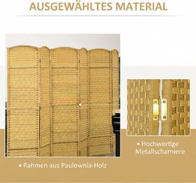 HOMCOM skládací dělící stěna se 6 panely 270x180 cm Záclona pro zajištění soukromí do kanceláře nebo ložnice v přírodním dřevě