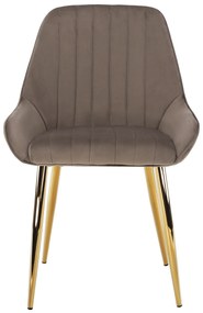 Jídelní židle LUXURY - látka Velvet, zlatý chrom / šedohnědá Taupe