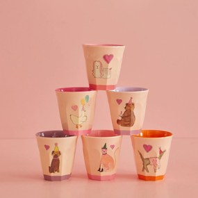 rice Melaminový kalíšek Animals Soft Pink 125 ml F - pejsek v oblečku, růžová barva, melamin