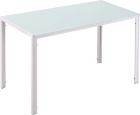 HOMCOM Skleněný Jídelní Stůl Obdélníkový pro 4-6 Osob s Metalickými Nohami Multifunkční do Kuchyně a Obývacího Pokoja 120x60x75 cm Bílý | Aosom