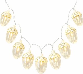 LED svítící žaludy na řetězu, 8 kusů, délka 1,3 m