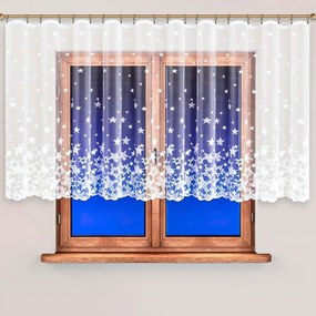 Olzatex žakárová vitrážová záclona VÁNOČNÍ HVĚZDA, zimní, vánoční vzor s bordurou, bílá, výška 50cm (v metráži)