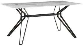 Jídelní prosklený stůl s mramorovým efektem 160 x 90 cm černý BALLINA Beliani