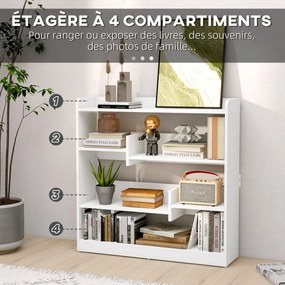 HOMCOM Knihovna s Úložným Prostorem rozměr 90Š x 24H x 91V cm 4 Úrovně 3 Zadní Panely Dřevovláknité Desky Bílá