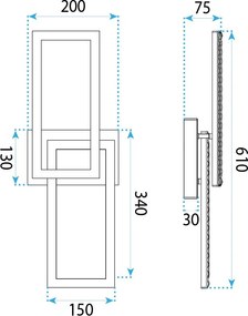 Toolight Toolight, stropní LED svítilna 610x200 mm, 12W, 4000K, 1000lm, černá matná, G155-C, OSW-06409