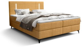 Jednolůžková postel 120 cm Ortega Bonell (hořčicová) (s roštem, s úl. prostorem) (s LED osvětlením). 1082606