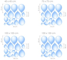 Modré nafukovací balónky samolepky na zeď arch 130 x 130 cm
