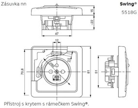 ABB Swing (L) zásuvka béžová 5518G-A02359 D1 s clonkami