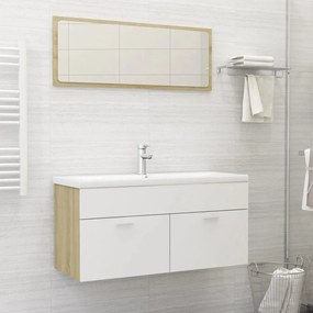 vidaXL 2dílný set koupelnového nábytku dřevotříska [804815] Barva: bílá a dub sonoma