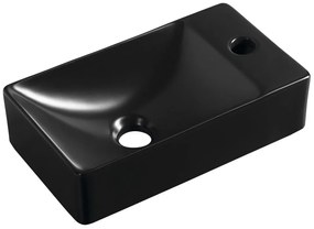 Sapho Sapho, MARGITHA keramické umyvadlo 38x22cm, otvor pro baterii vpravo, černá mat, MGT3822B