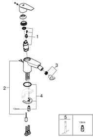 GROHE 23332001 - Bidetová baterie BAUEDGE velikost S lesklý chrom