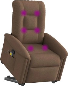 Zvedací masážní polohovací křeslo hnědé textil 3303268