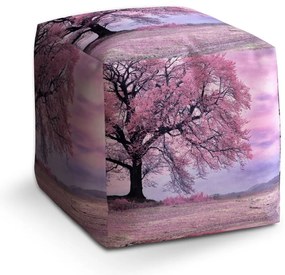 Taburet Cube růžový strom, růžová