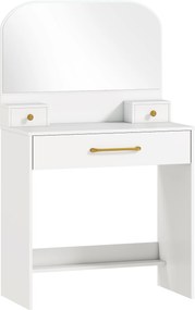 HOMCOM toaletní stolek s obloukovým zrcadlem, 3 zásuvky, bílý, 80 × 40 × 135 cm (31,5 × 15,7 × 53,1 palců)