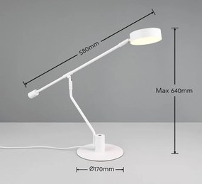 Matně bílá LED stolní lampa s ohybatelnou konstrukcí (výška 64 cm) Manduro – Trio
