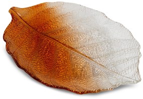 SKLENĚNÝ DEKORAČNÍ TALÍŘ SAVA (03) 35X24X3 CM ORANŽOVÝ