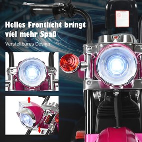 Costway 6 V elektrický motocykl na baterie s hudbou růžová