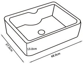 BPS-koupelny Keramické umyvadlo na desku HYD-EE-WH-480 48x37 cm, bílé