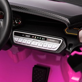 AIYAPLAY elektrické dětské auto 3-6 let, 12V Lamborghini Autentica s 2 motory, dveře křídlové, zavěšení, růžové