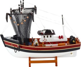 LEAN Toys Sběratelský model rybářského plavidla s rybářskou sítí 38x31cm