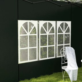 Outsunny Boční Zdi pro Altán 3x3 m a 3x6 m - Sada 2 Stěn s Okny 293x193 cm Tmavě Zelená