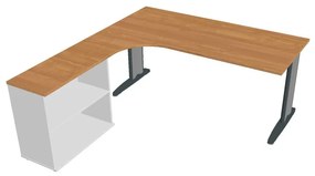 Sestava stolu a skříně pravá 180 cm - Hobis Flex FE 1800 H P Dekor stolové desky: olše, Barva nohou: černá