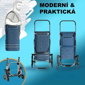 Nákupní taška na kolečkách do schodů COMFORT,50l, modrá Monzana