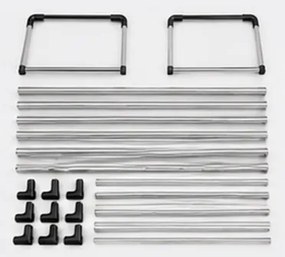 botník, 4 patra, kov/plast, 72x56x26 cm, stříbrná/černá, Dekorino BB20260025