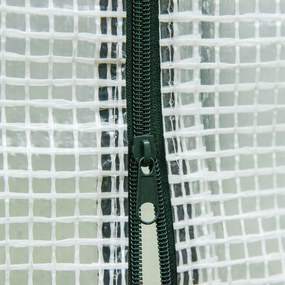 Fóliový skleník Outsunny 200x68x196cm s rolovacími dveřmi a bočním oknem, odolný proti větru, ocel a PE, ideální pro zahradní rostliny