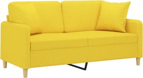 2místná pohovka s polštáři světle žlutá 140 cm textil 3200914