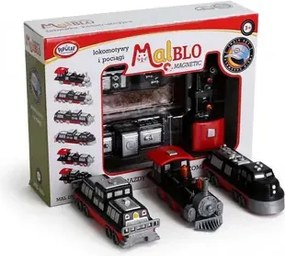 MALBLO Magnetická stavebnice Vláčky a lokomotivy / magnetická / 3 ks /