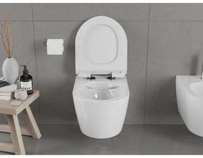 Mexen Carmen WC mísa Rimless s pomalu padající deskou slim, duroplast, Bílá - 30880100