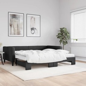 Válenda s přistýlkou a matracemi černá 100 x 200 cm textil 3196603
