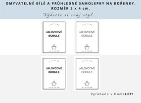 JALOVCOVÉ BOBULE - Samolepka na kořenky 3 x 4 cm - DomaLEP varianta: BÍLÁ - tučné písmo