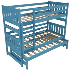 Vomaks Patrová postel s výsuvnou přistýlkou PPV 019 Rozměr: 90 x 200 cm, Barva: barva modrá, Prostor mezi lůžky: 80 cm