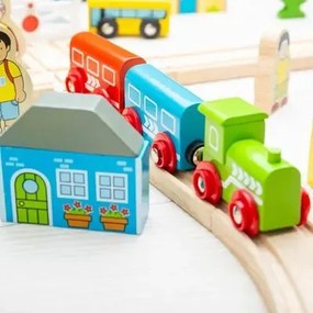 Bigjigs Rail Dřevěná vláčkodráha město a vesnice / 101 dílů / od 3 let