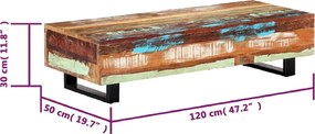 vidaXL Konferenční stolek 120x50x30cm masivní recyklované dřevo a ocel [247912]