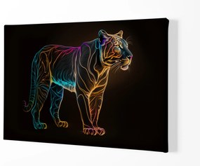 Obraz na plátně - Barevná puma (černý panter, celé tělo) FeelHappy.cz Velikost obrazu: 180 x 120 cm