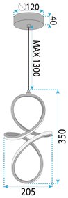 Toolight Toolight, LED závěsné svítidlo, 17W, 3000K, LHJ091-1CP, zlatá, OSW-50040