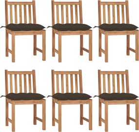 vidaXL Zahradní židle 6 ks s poduškami masivní teak [3073134] Barva: Šedá