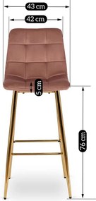 Barová židle Tauba Velvet, růžová