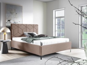 Eka Čalouněná postel BOX+ 160x200 cm Barva látky Trinity: (2305) Tmavá béžová, Úložný prostor: Bez úložného prostoru