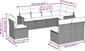 8dílná zahradní sedací souprava s poduškami béžová polyratan 3251406