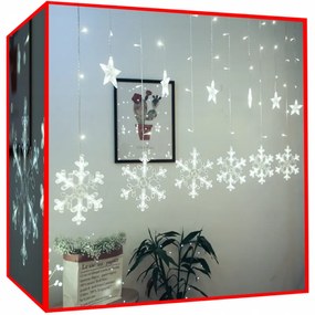 Vánoční osvětlení venkovní/vnitřní, Světelný závěs hvězdy 138 LED, studená bílá, 5,7m
