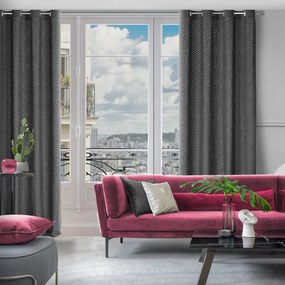 ZÁVĚS NA KROUŽCÍCH PIERRE CARDIN INGA 140X250 CM ČERNÁ