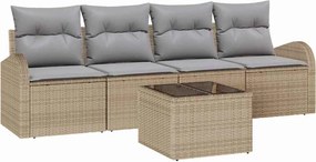 Sada zahradních pohovek 5 pcs 4-Seater Beige a šedá polyratan 3354579